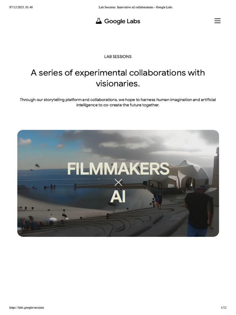 Lab Sessions_ Innovative AI collaborations - Google Labs | PDF ...