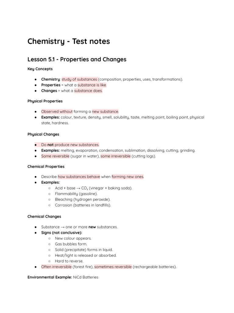 Chemistry Properties and Changes Overview | PDF | Ion | Chemical Compounds