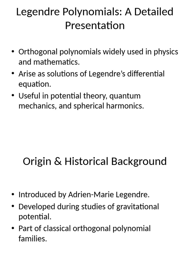 Legendre Polynomials Presentation | PDF