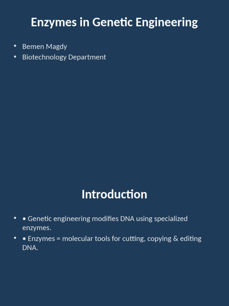Enzymes in Genetic Engineering Premium | PDF | Dna | Molecular Cloning