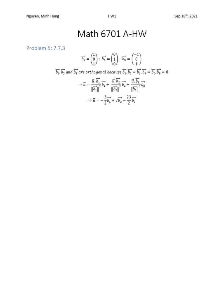 Orthogonal Vectors in Math 6701 | PDF