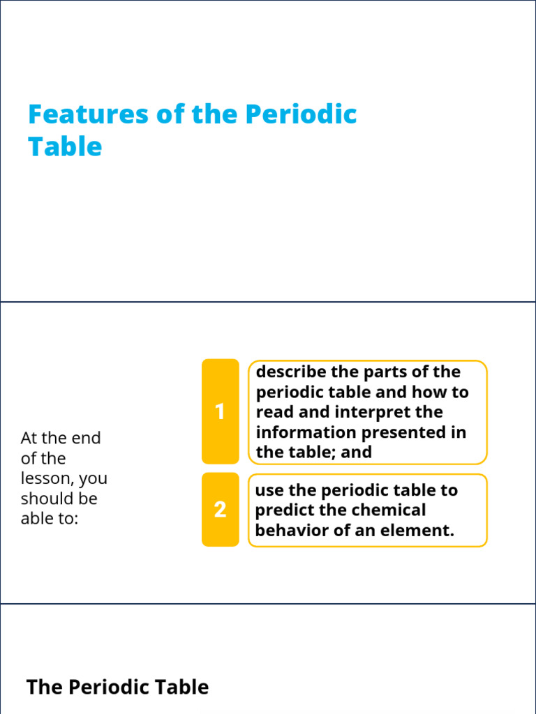 Science 8 Features of The Periodic Table | PDF | Periodic Table ...