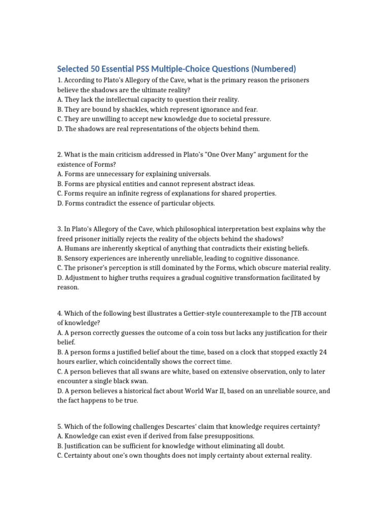 Essential PSS Multiple-Choice Questions | PDF | Falsifiability ...