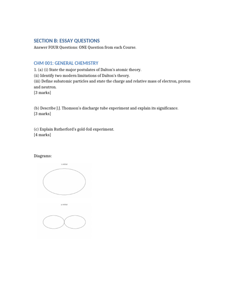 Chemistry Exam With Diagrams | PDF
