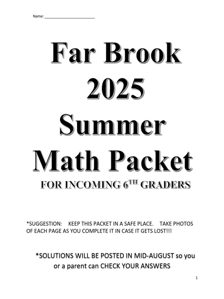 Math Practice Packet: Addition to Division | PDF | Area | Mathematics
