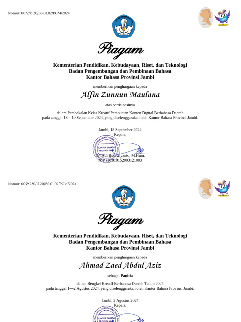 Contoh Piagam | PDF