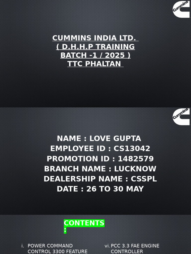 Cummins PCC 3300 Training Overview | PDF | User Interface | Electricity