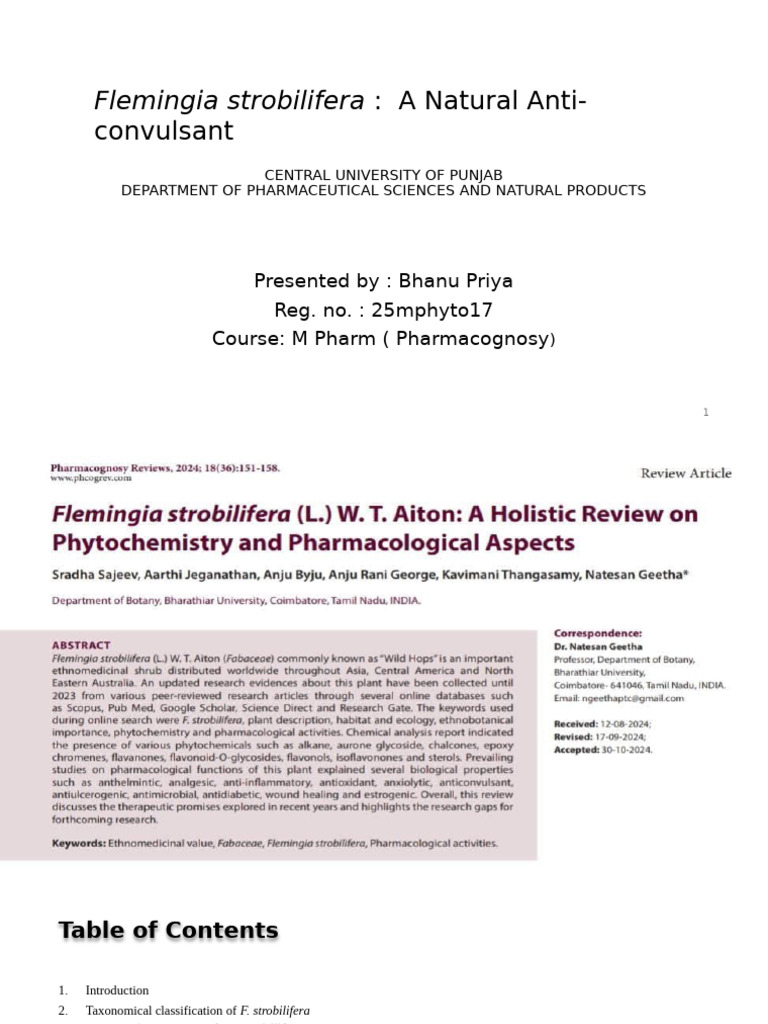 Flemingia Strobilifera: Anti-Convulsant Insights | PDF | Root ...