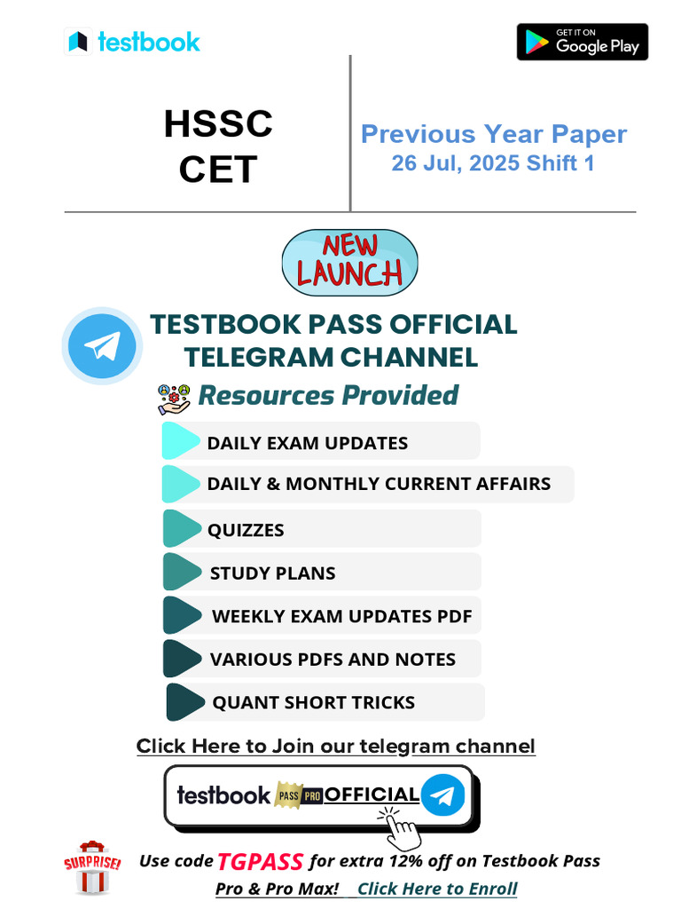 Haryana CET 2025 Official Paper (Held On 26 Jul, 2025 Shift 1 | PDF