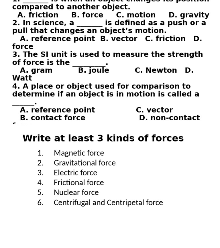 Science 6-Test in Describing Motion | PDF