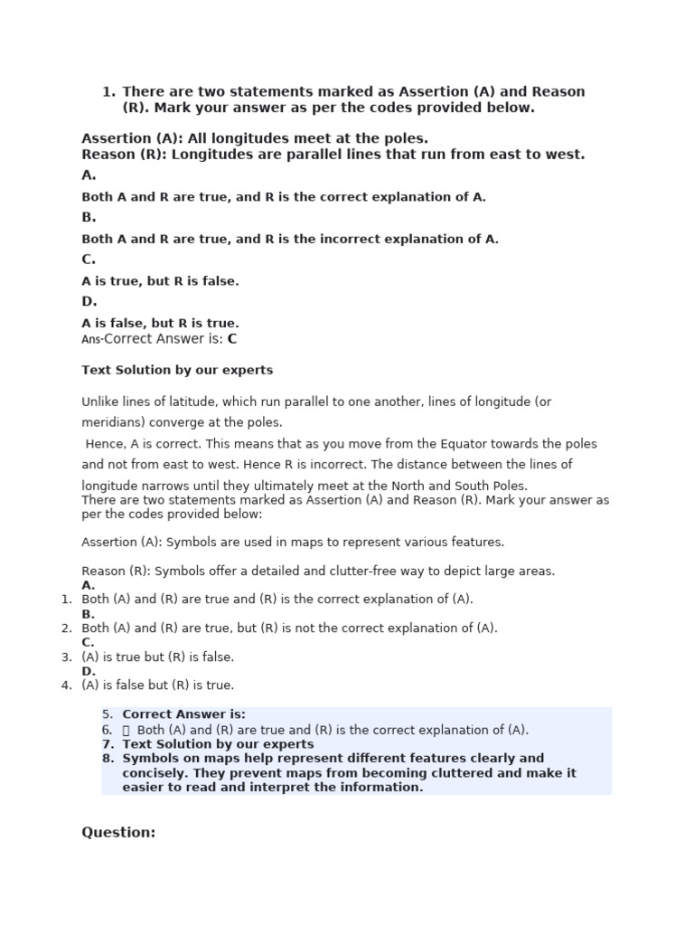 Assertion and Reason Analysis in Geography | PDF | Longitude | Latitude