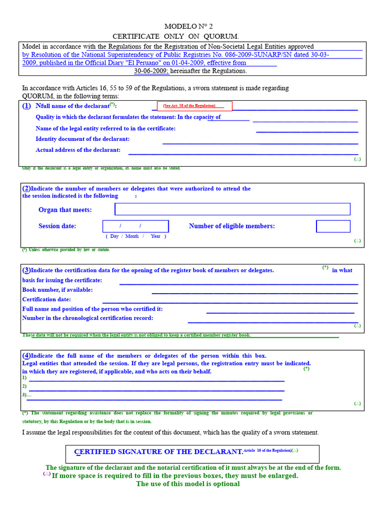 Model No. 2 of Quorum Certificate | PDF | Notary Public | Justice