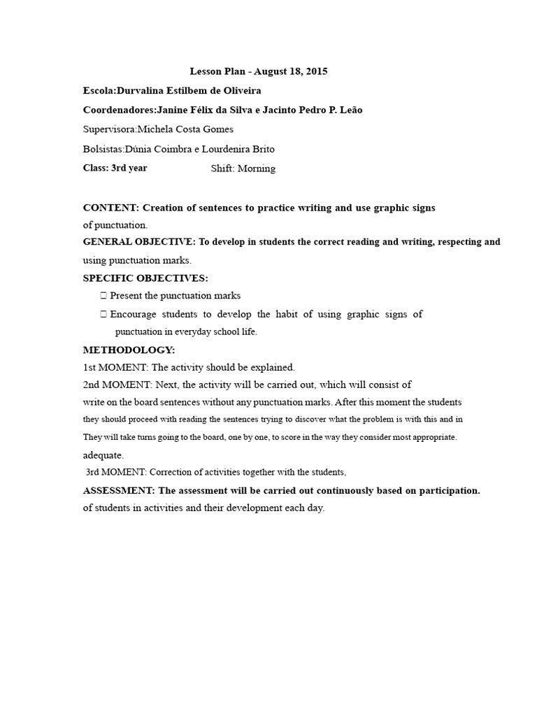 Lesson Plan 34 - Punctuation Marks | PDF