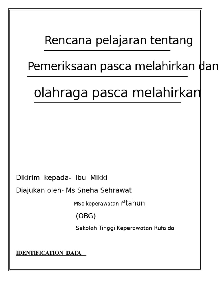 Pemeriksaan Pasca Melahirkan (Prosedur) | PDF