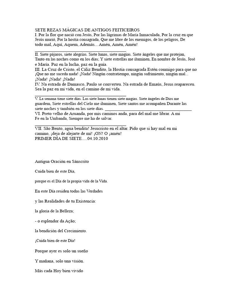 Siete Rezos Mágicos de Antiguos Hechiceros | PDF | Oración | María ...