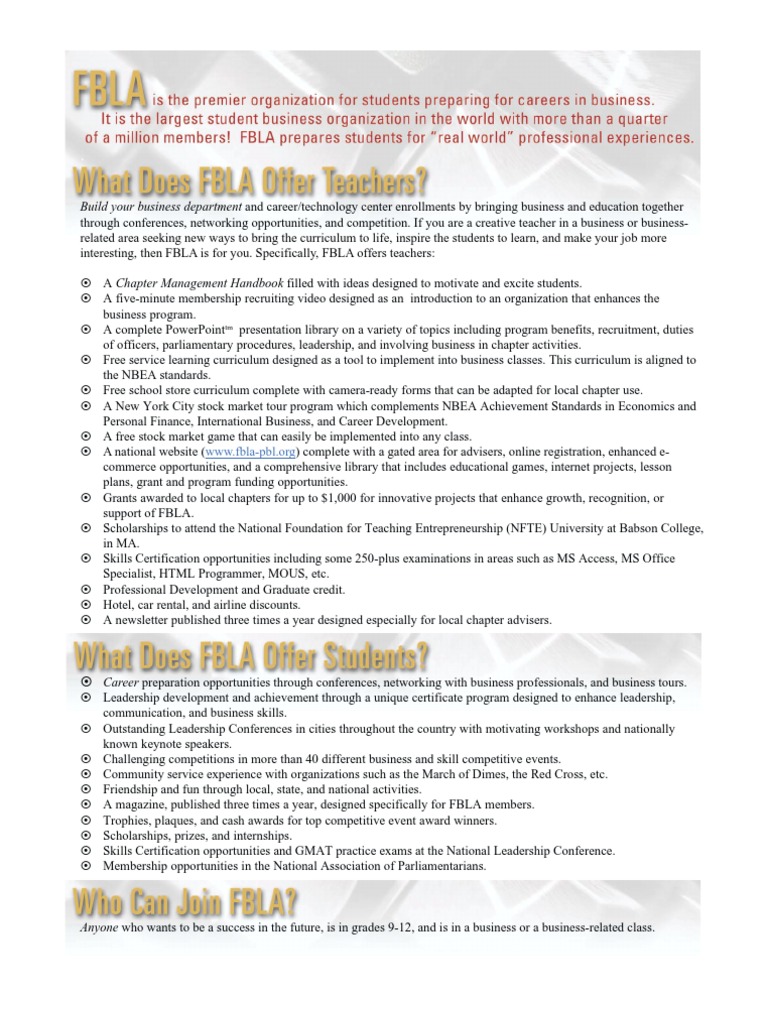 FBLA Chapter Organization Packet | Curriculum | Cheque