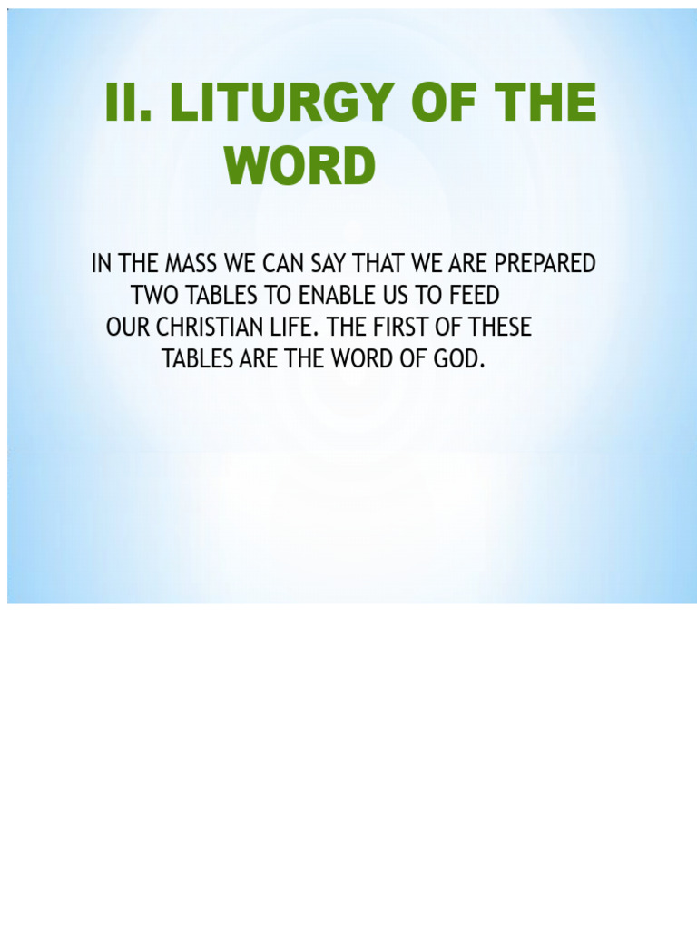 Liturgy of the Word | PDF | Mass (Liturgy) | Jesus