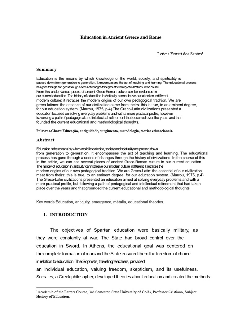 Review UEG - Education in Ancient Greece and Rome | PDF | Socrates ...