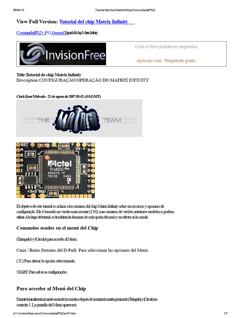 Tutorial del Chip Matrix Infinity PS2 | PDF | Arranque | Multimedia