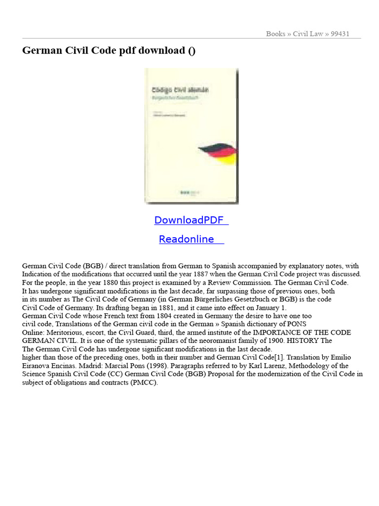 German Civil Code BGB PDF Download | PDF