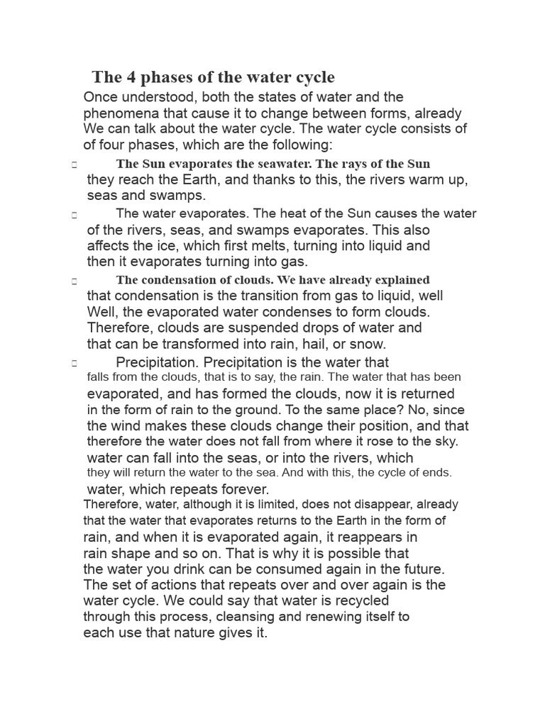 The 4 Phases of The Water Cycle | PDF | Water | Water Cycle