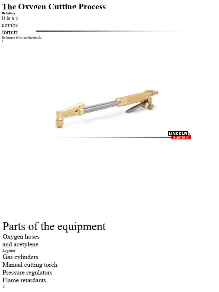 Oxygen Cutting Process Overview | PDF | Combustion | Chemical Process ...