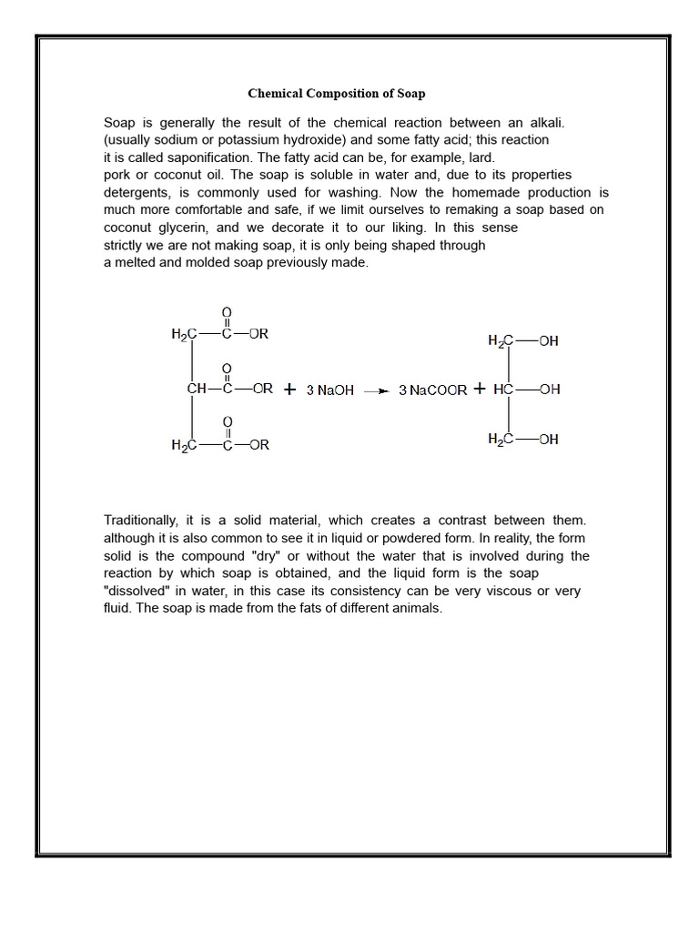 Understanding Soap's Chemical Composition | PDF | Soap | Detergent
