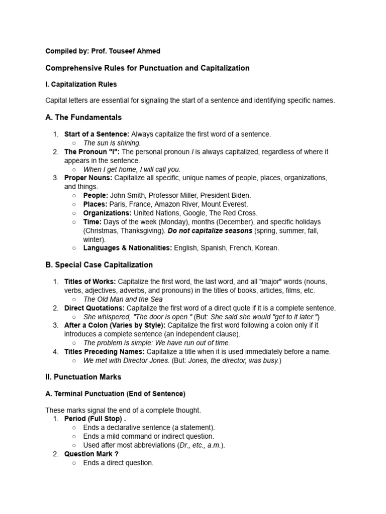 Punctuation and Capitalization Guide | PDF | Comma | Bracket