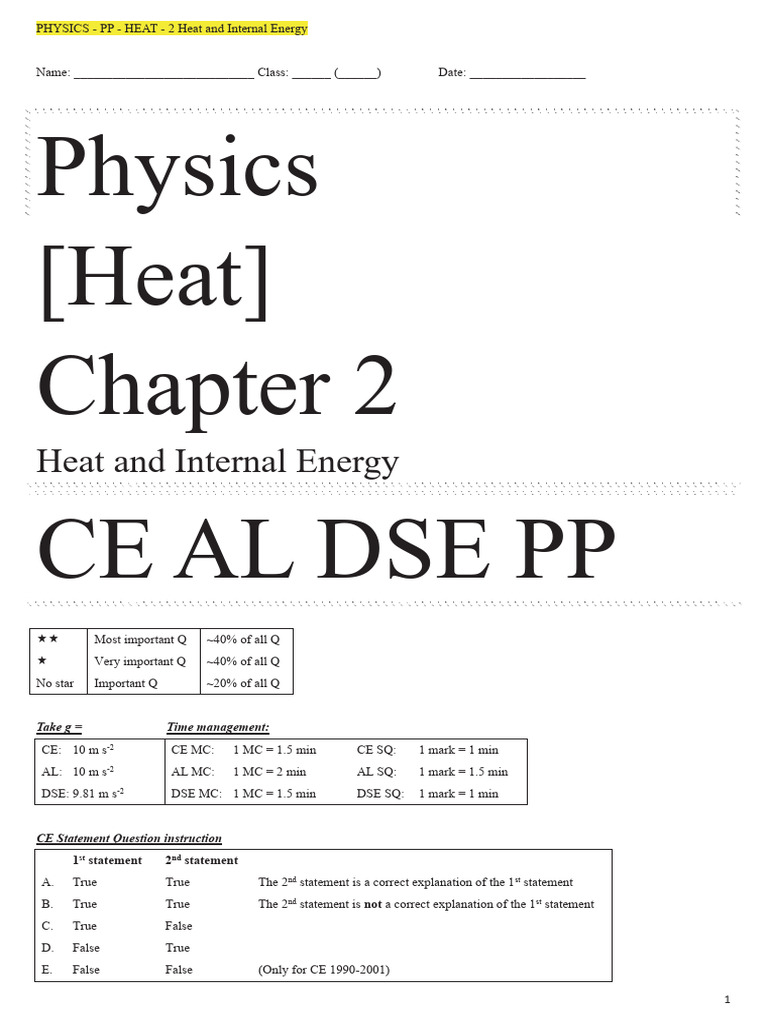 Heat and Internal Energy Concepts | PDF | Heat | Temperature