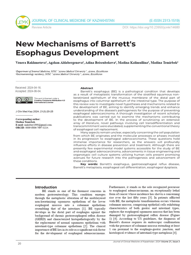 New Insights into Barrett's Esophagus Mechanisms | PDF | Esophagus ...