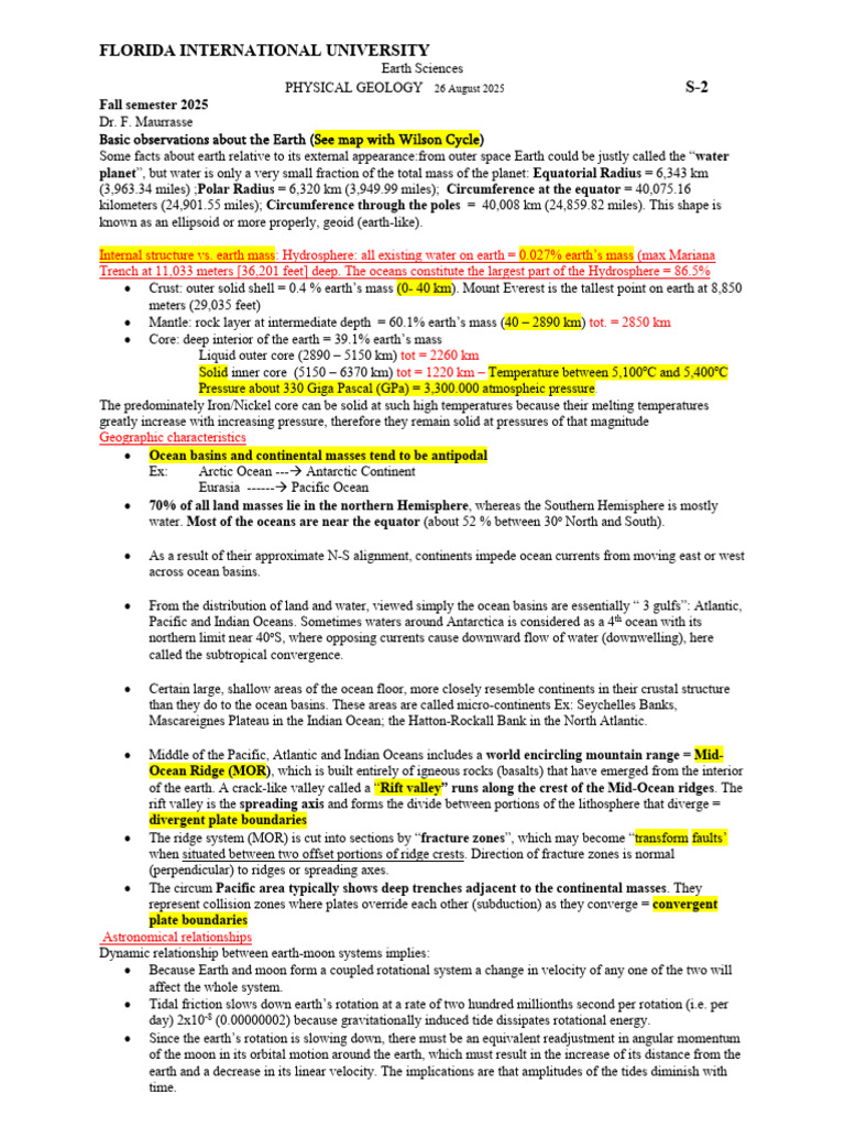 Phys Geo F 2022 Earth basics S-2 | PDF | Earth | Plate Tectonics