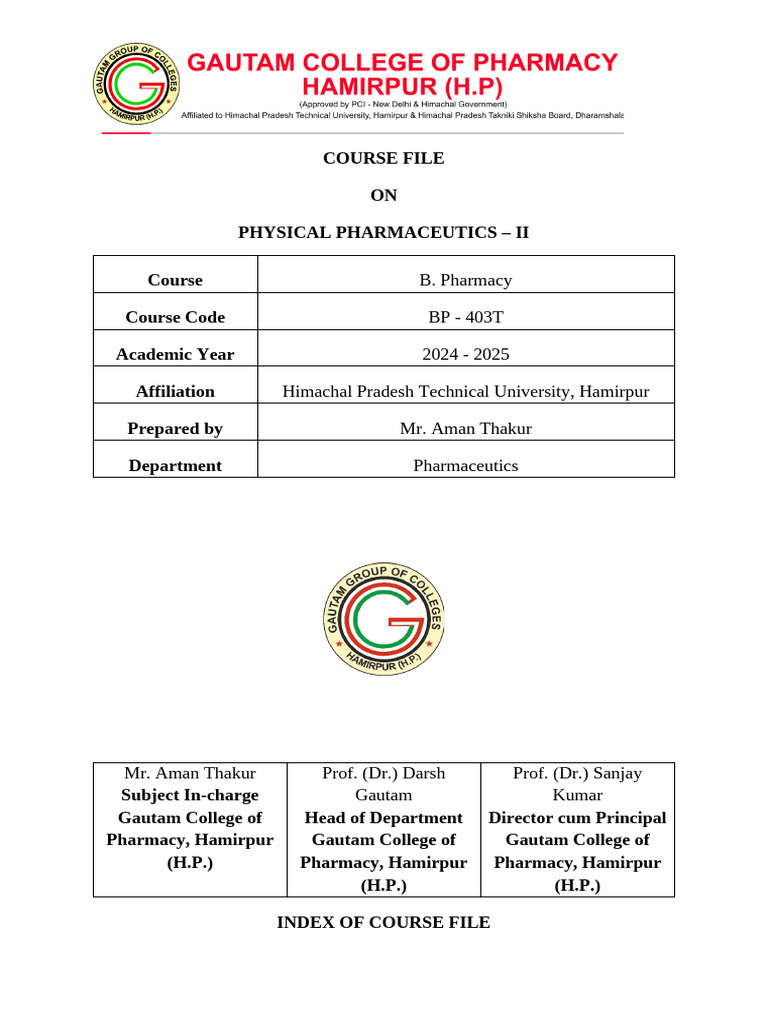 Physical Pharmaceutics II Course Overview | PDF | Suspension (Chemistry ...