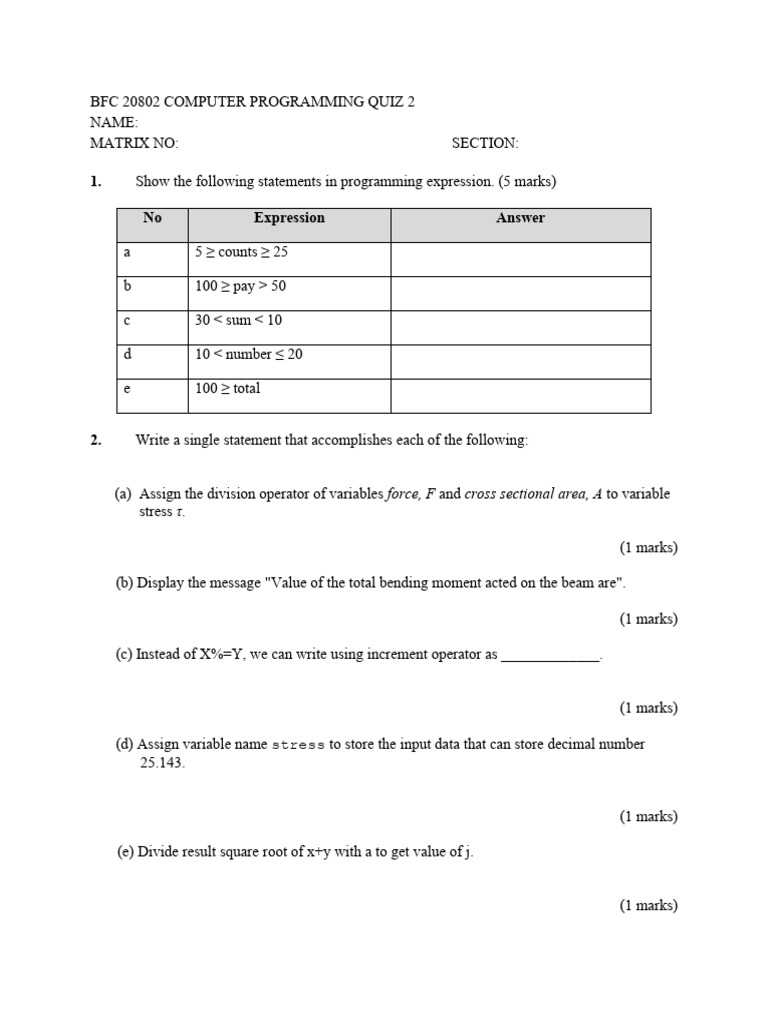 Take Home Quiz | PDF