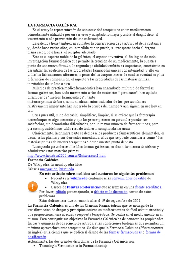 Introducción a la Farmacia Galénica | PDF | Farmacia | Medicamentos con ...