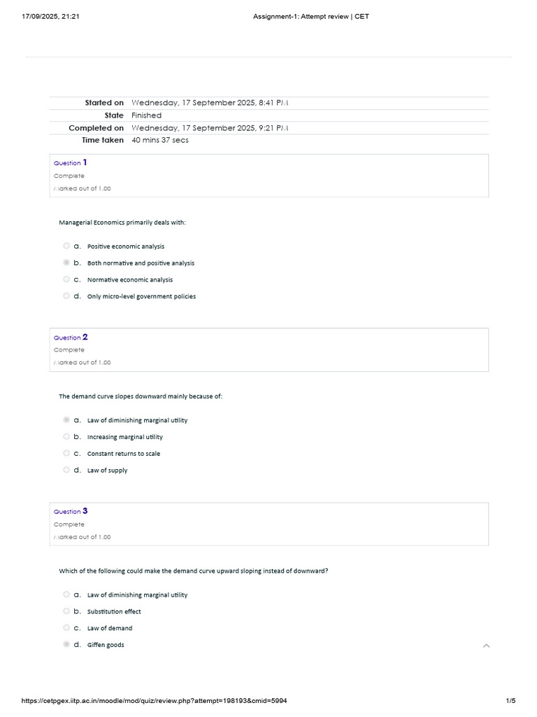 Assignment-3 - Attempt Review - CET | PDF | Demand | Economics