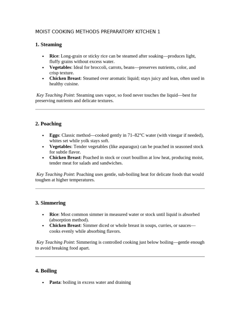 Moist Cooking Methods Explained | PDF