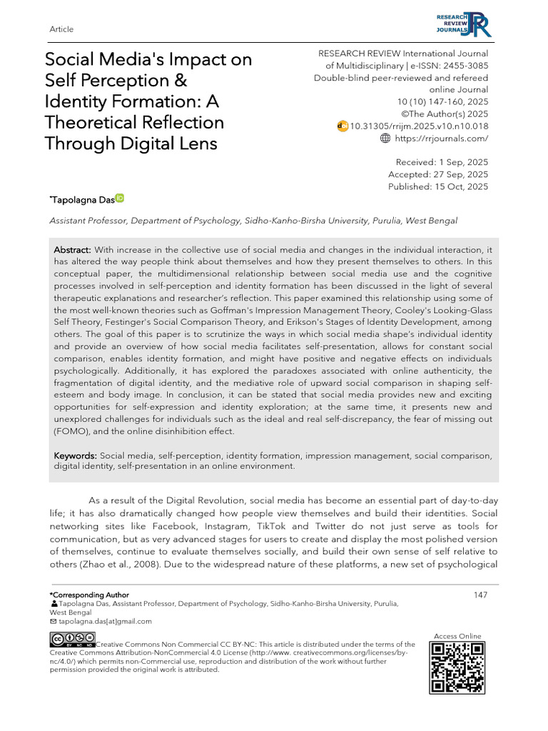 Social Media's Impact On Self Perception & Identity Formation | PDF ...
