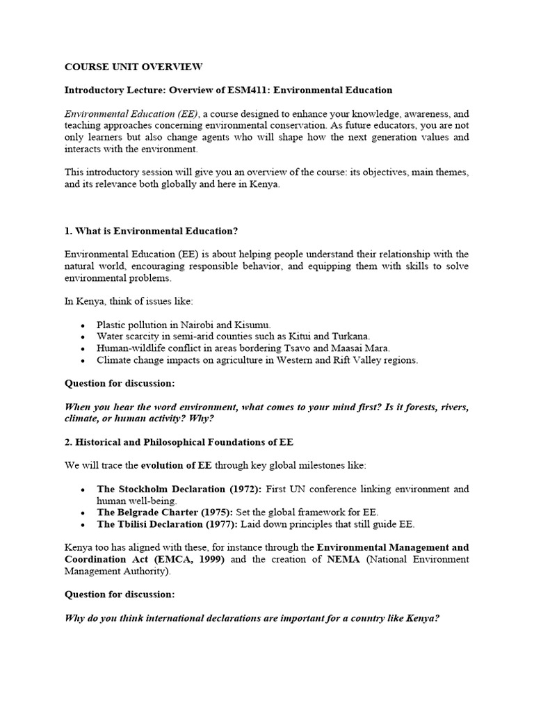 Environmental Education Course Overview | PDF | Ecosystem | Natural ...