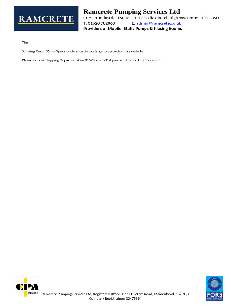Schwing 36mb Operator Manual Note (1) | PDF