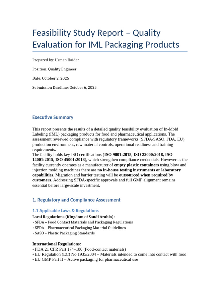 Feasibility Study IML | PDF | Verification And Validation | Safety
