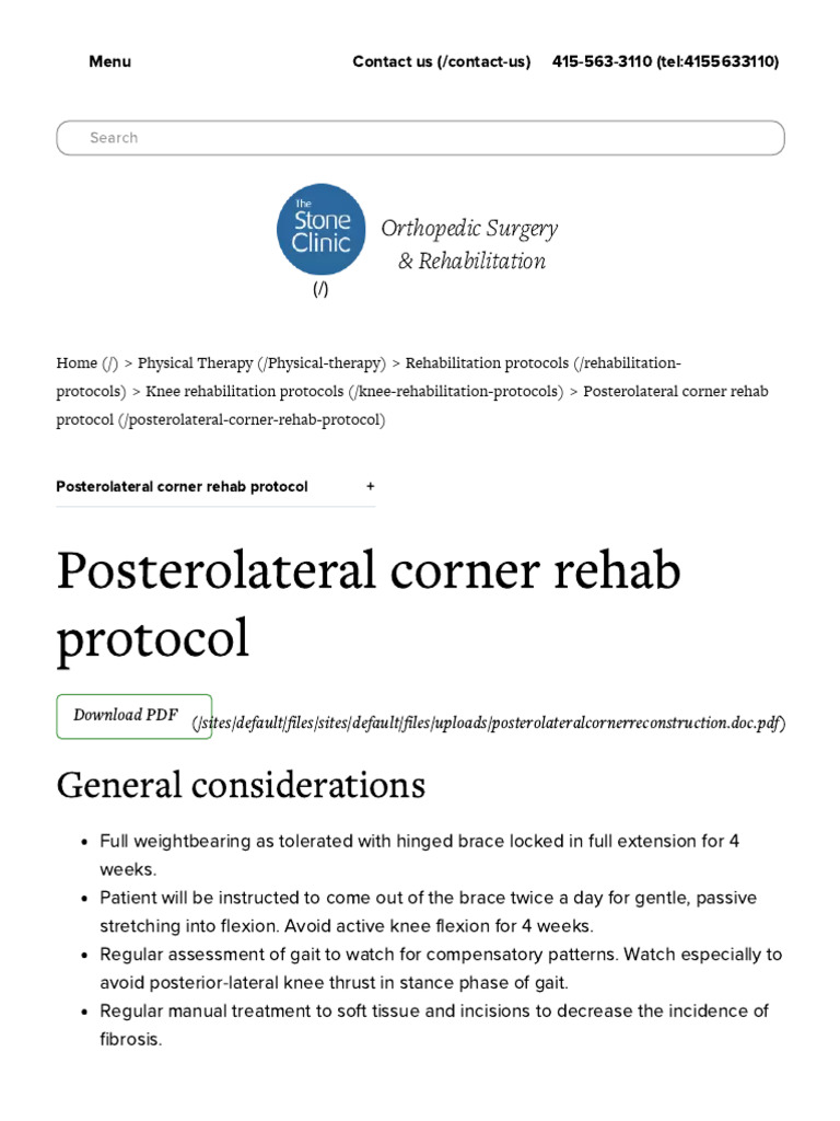 Posterolateral Corner Rehab Protocol | PDF | Anatomical Terms Of Motion ...