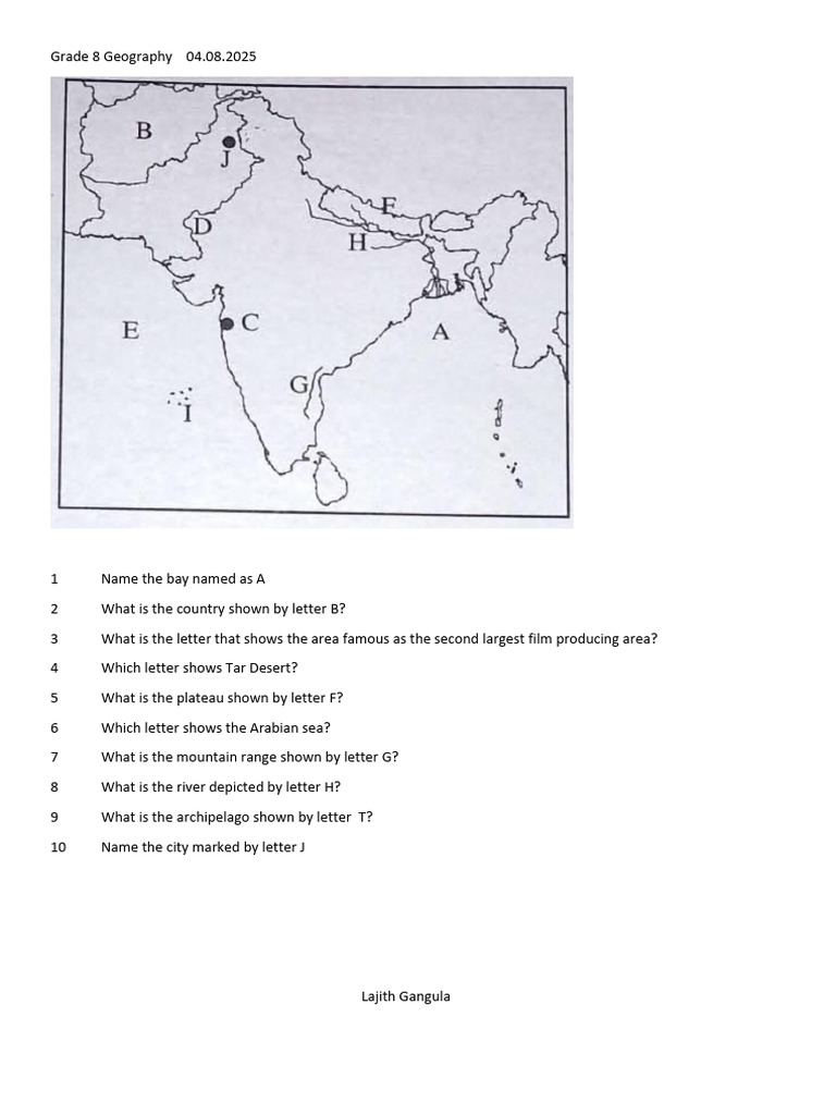 Grade 8 Geography Quiz Questions | PDF