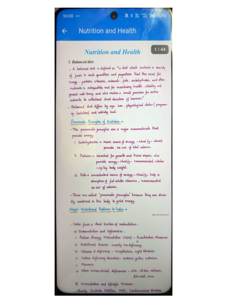 Nutrition and Health Notes | PDF