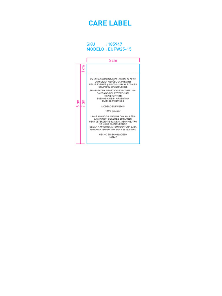 Care Label - Sku - 185947 - Modelo - Eufw25-15 | PDF