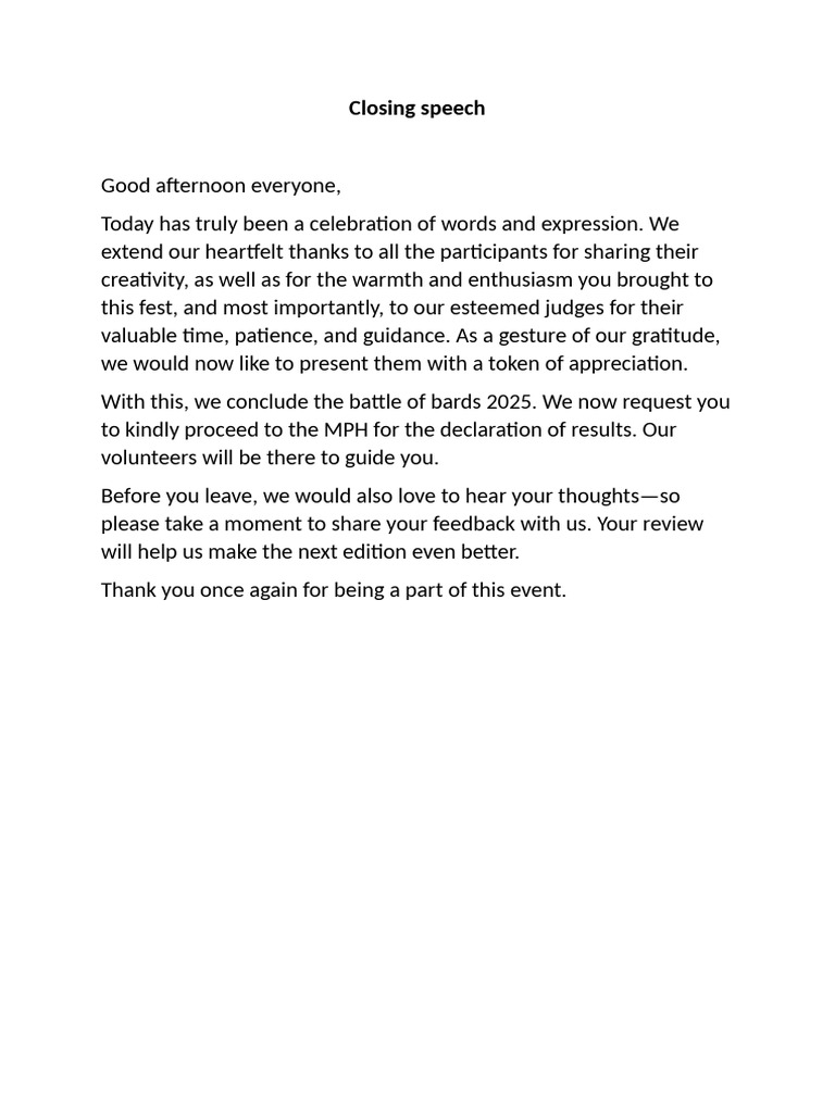 Closing Speech | PDF