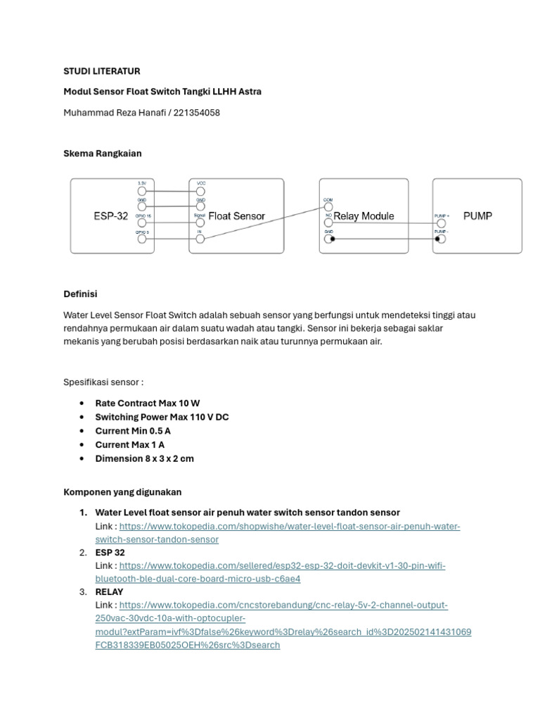 Sensor Float Switch untuk Tangki Air | PDF