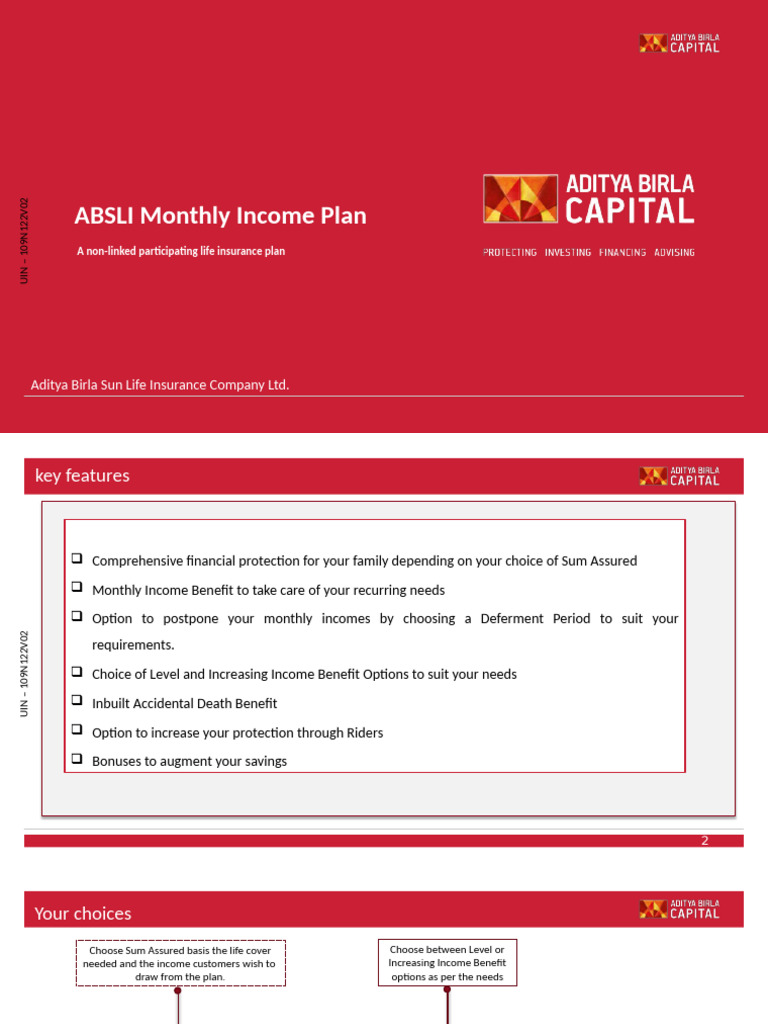 ABSLI Monthly Income Plan Presentation 6a6f355416 (1) | PDF | Insurance ...