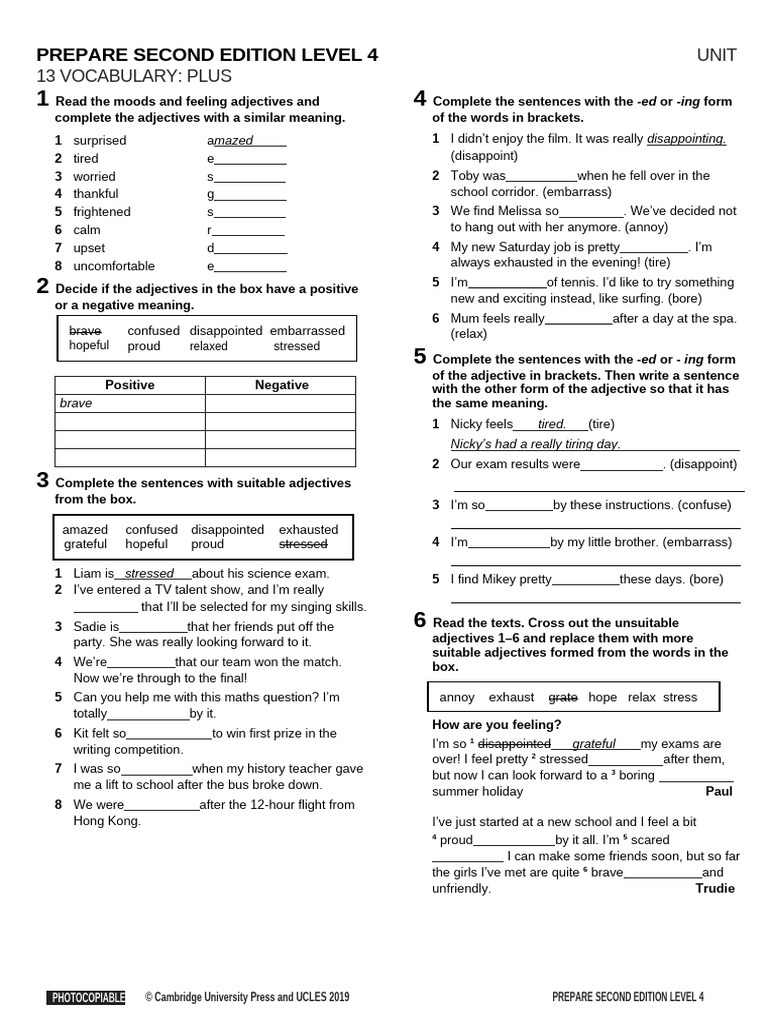 PREPARE 4 Vocabulary Plus Unit 13 | PDF