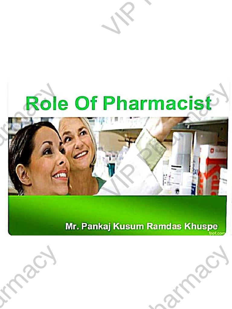 Role of Pharmacist | PDF