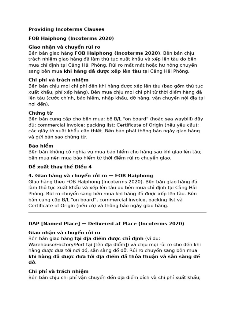 Providing Incoterms Clauses | PDF